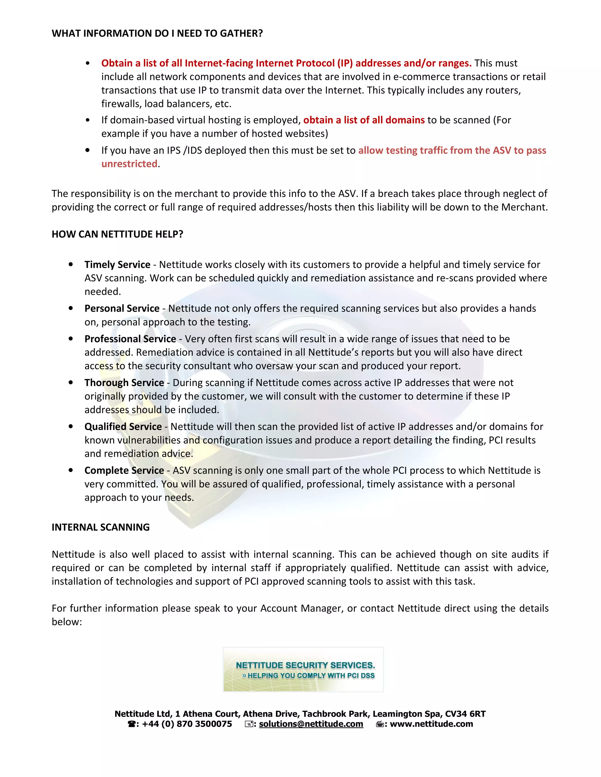 PCI DSS ASV Scanning from Nettitude | PDF