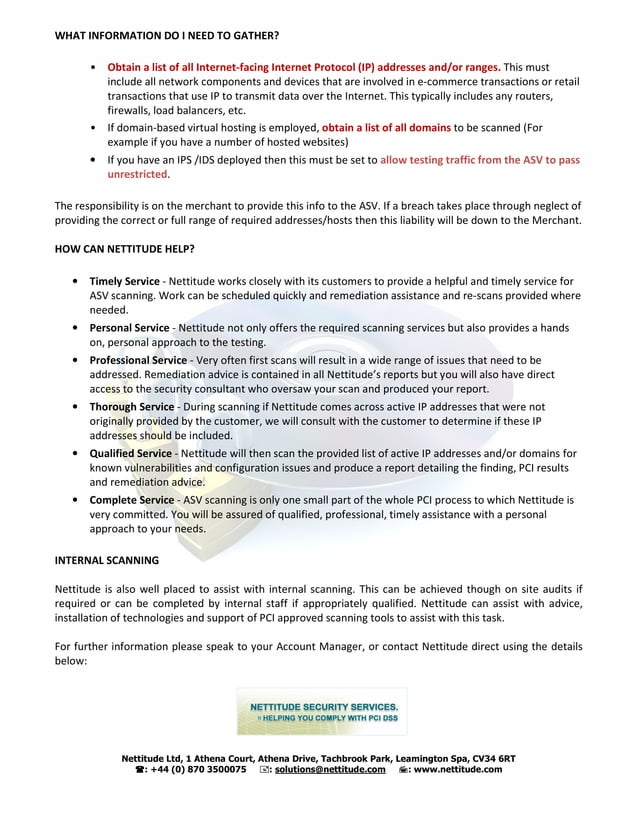 PCI DSS ASV Scanning from Nettitude | PDF