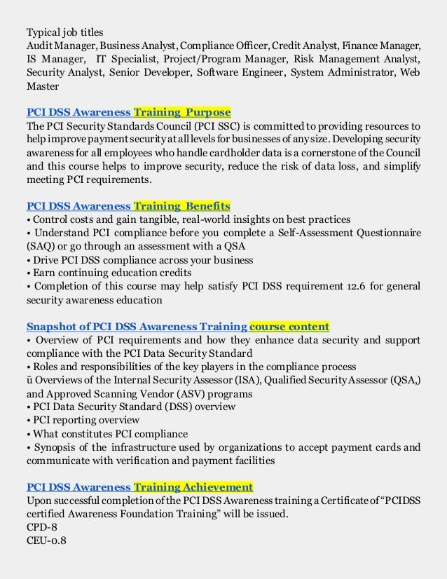 PCI DSS | PCI DSS Training | PCI DSS AWARENESS TRAINING