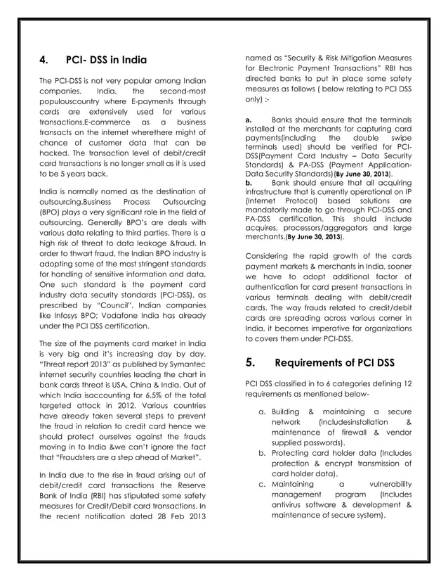 Requirement of PCI-DSS in India. | DOCX