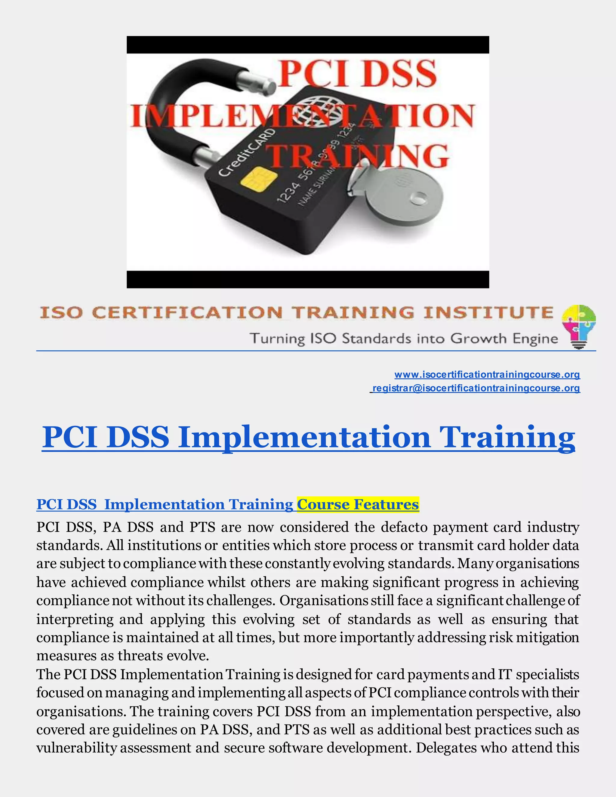 PCI DSS | PCI DSS Training | PCI DSS IMPLEMENTATION | PDF