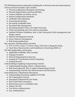 PCI DSS | PCI DSS Training | PCI DSS IMPLEMENTATION | DOCX