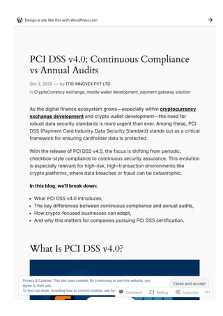PCI DSS v4.0: Why Continuous Compliance Matters for Crypto Platforms | PDF