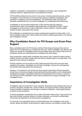 Advance in Investigation with PCI Certification | DOCX