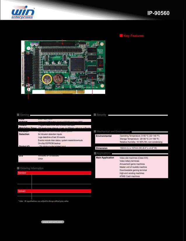 Pci gaming security & io card specifications and key feature | PDF