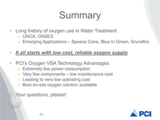 Pci Oxygen In Water Treatment | PPTX