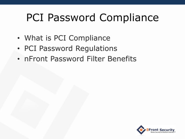 PCI Password Policy Compliance | PPT PCI Password Policy Compliance | PPT