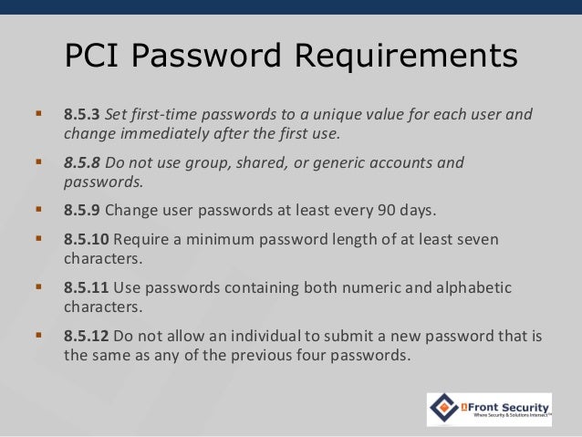 PCI Password Policy Compliance PCI Password Policy Compliance
