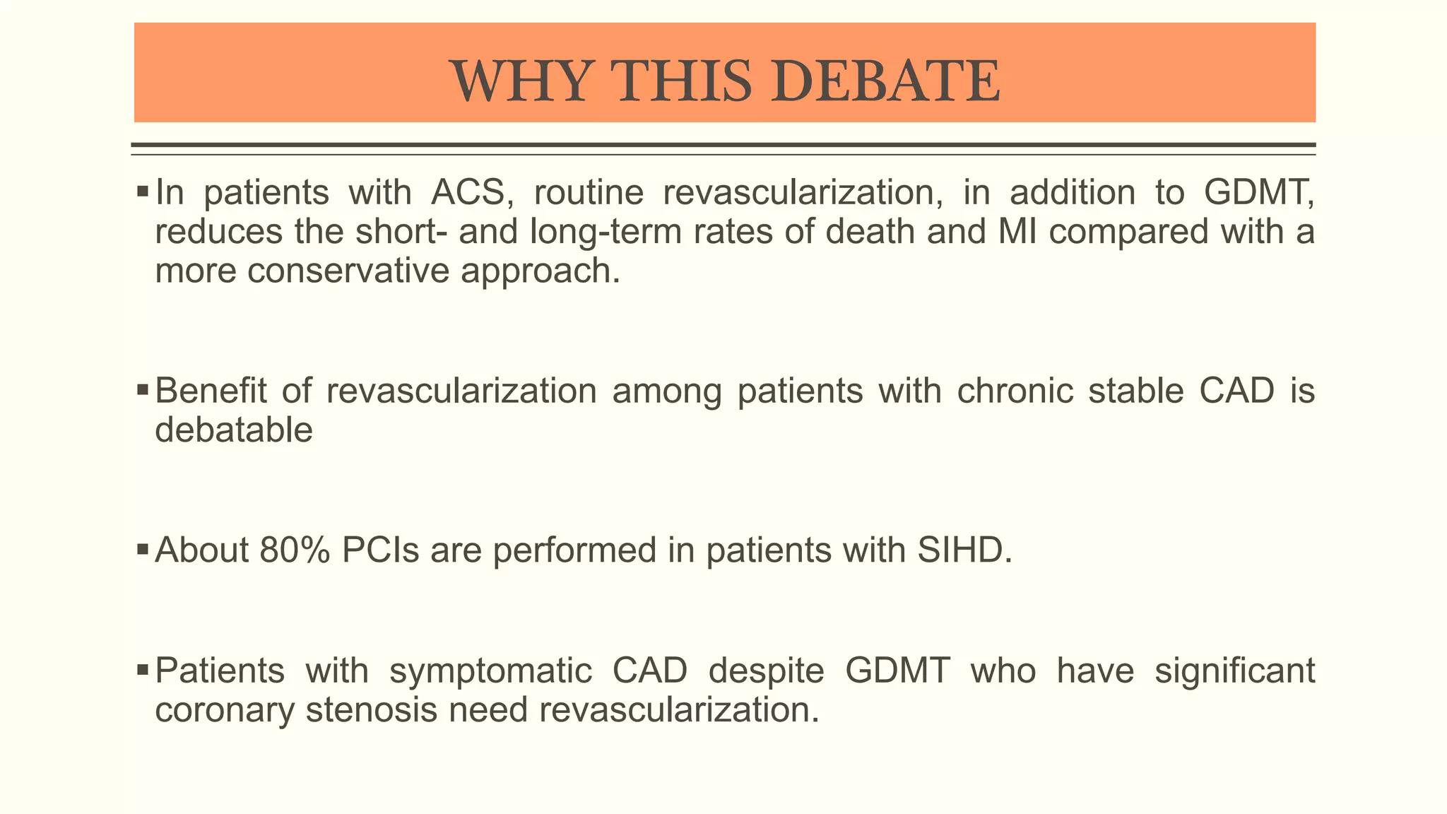 Pci vs optimal medical therapy in chronic stable angina | PPTX