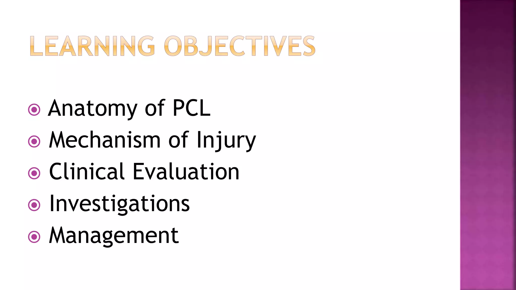 Posterior Cruciate Ligament Injury | PPT