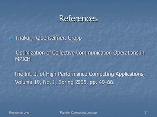 Optimization of Collective Communication in MPICH | PDF