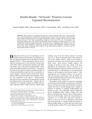 DOUBLE-BUNDLE "ALL-INSIDE" POSTERIOR CRUCIATE LIGAMENT RECONSTRUCTION | PDF