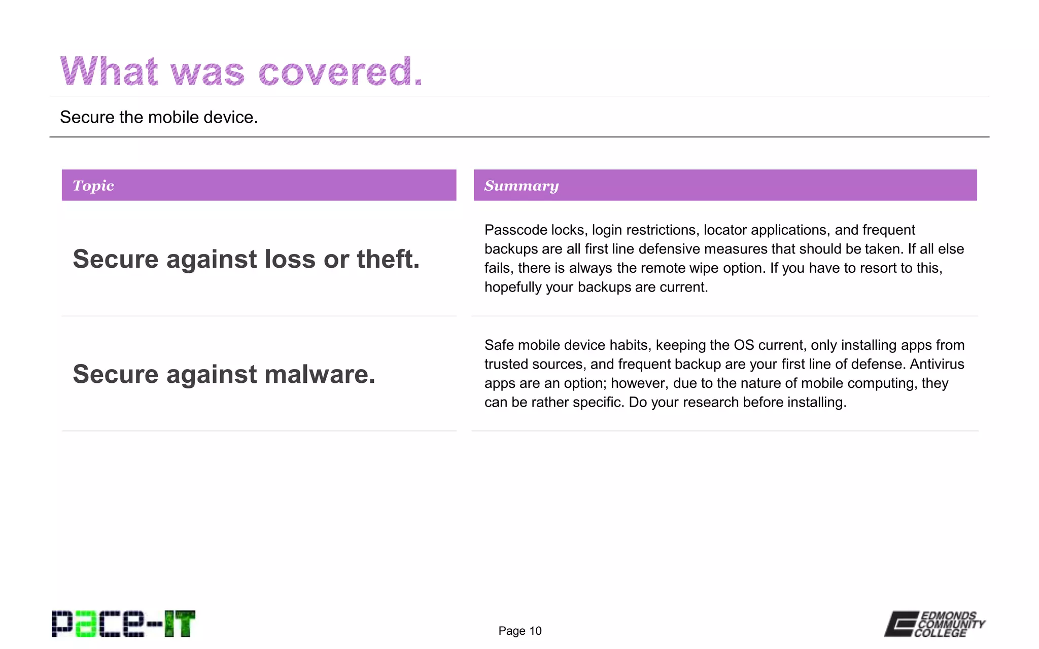 Pace IT - Secure Mobile Devices | PPT