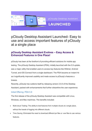 pCloudy Desktop Assistant Launched- Easy to use and access important features of pCloudy at a ...