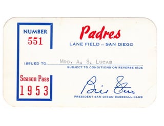 Padres Ticket Stubs 1937 - 1968 | PDF