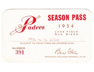 Padres Ticket Stubs 1937 - 1968 | PDF