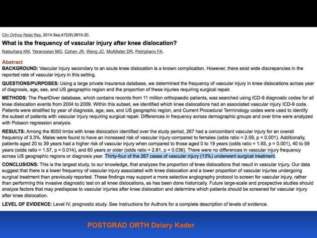 PCL, PLC, Knee Dislocation | PPTX | Death, Injury, or Military Conflict ...