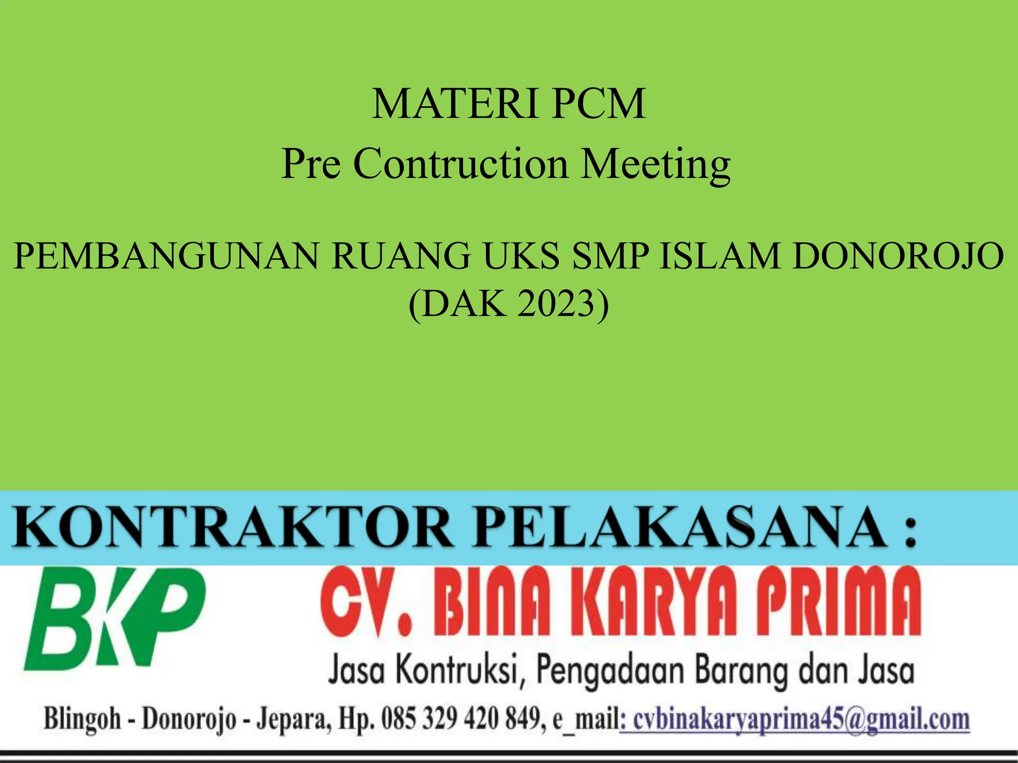 PCM konstruksi sekolah di dinas dispora .ppt