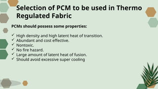 Phase change polymer(PCM) in Textile.pptx