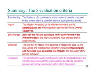 PCM - Project Cycle Management, Training on Evaluation | PPT