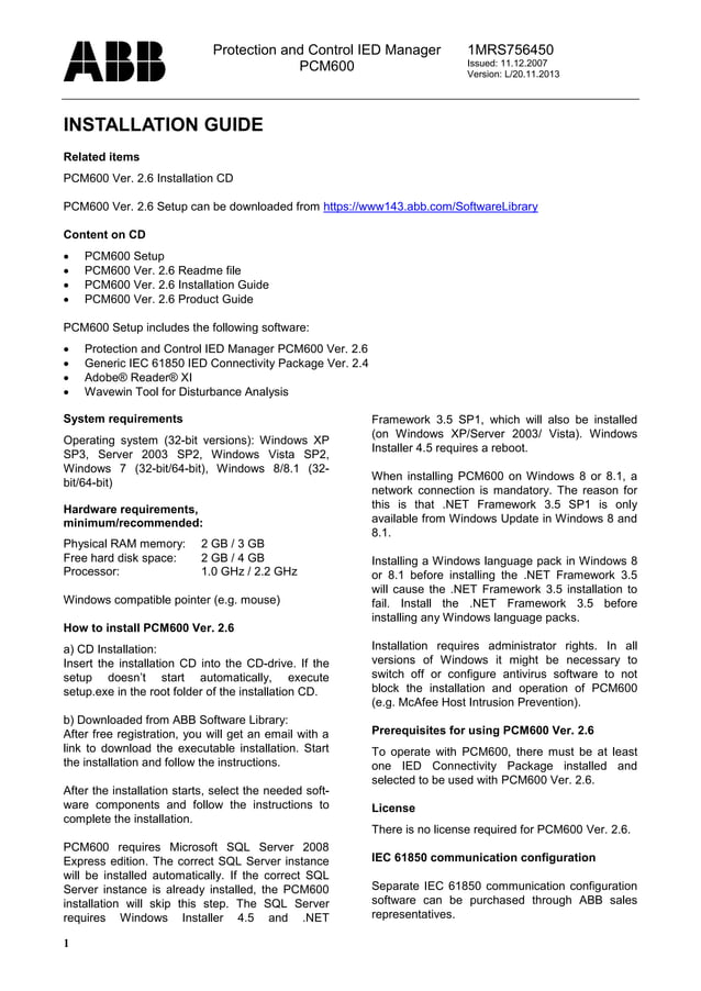 Guia instalação PCM600 ABB | PDF