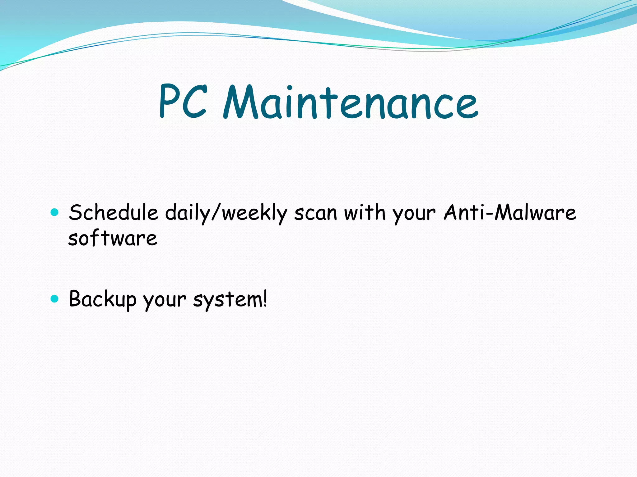 PC Maintenance Security and Troubleshooting | PPTX | Operating Systems | Computer Software and ...
