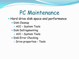 PC Maintenance Security and Troubleshooting | PPT