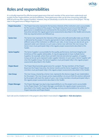 UCISA Major Projects Governance Assessment Toolkit | PDF | Educational ...