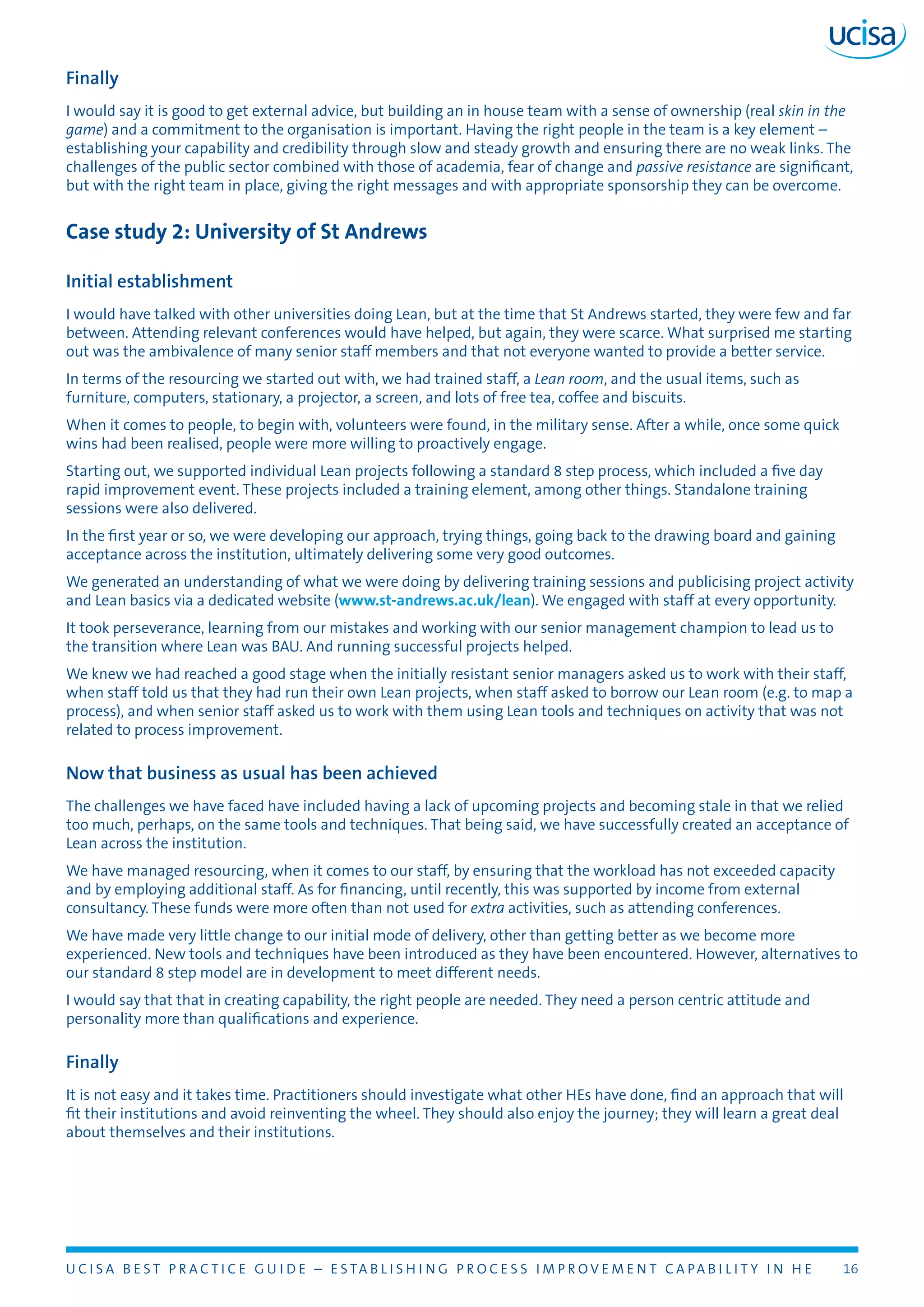 UCISA Toolkit - Establishing Process Improvement Capability in an HE ...