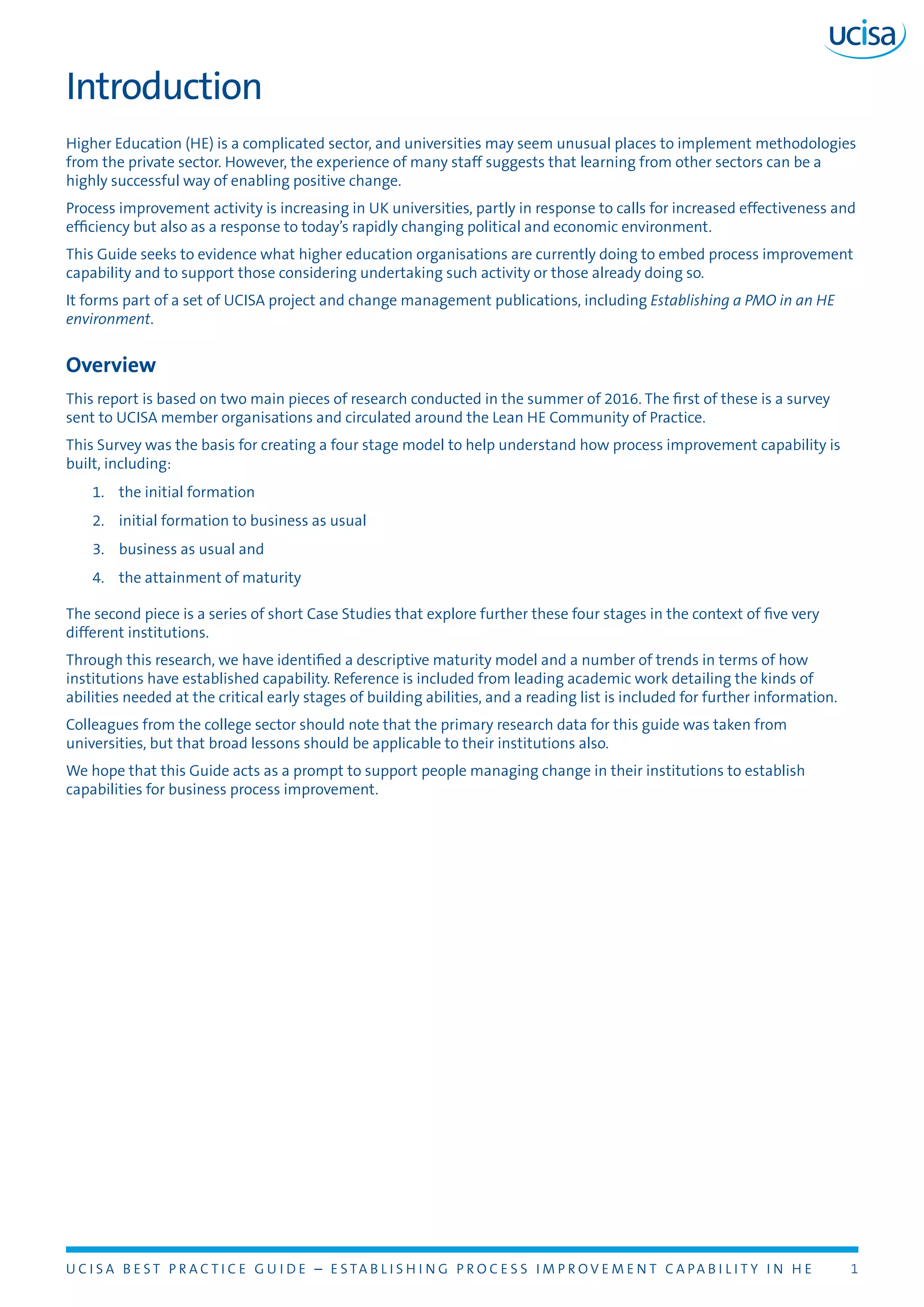 UCISA Toolkit - Establishing Process Improvement Capability in an HE ...
