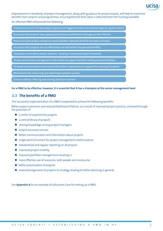 UCISA Toolkit - Establishing a PMO in an HE Environment | PDF