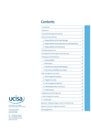UCISA Toolkit - Effective Risk Management for Business Change and IT ...
