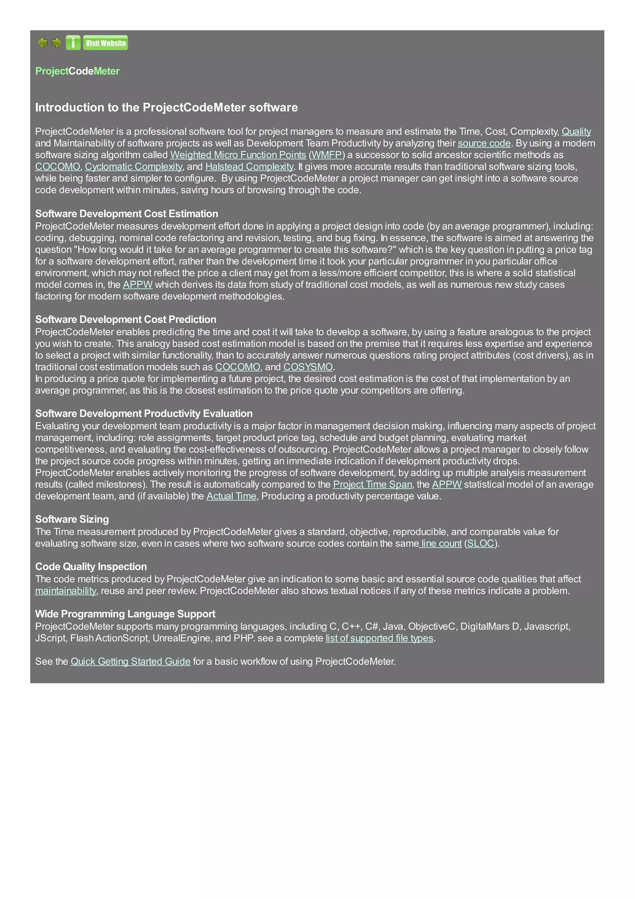 ProjectCodeMeter Pro Users Manual | PDF