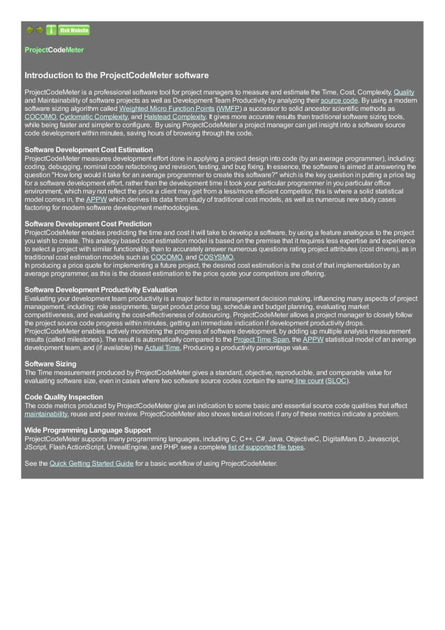 ProjectCodeMeter Pro Users Manual | PDF