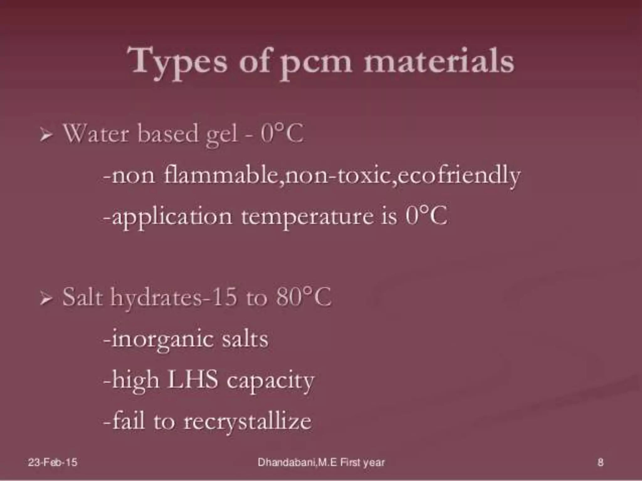Phase change materials (pcm) By BULBUL | PPTX