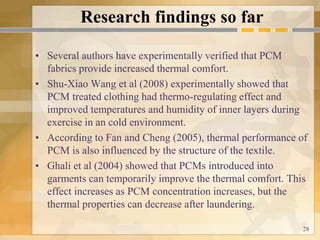 Phase Change Materials in Sportswear | PPTX