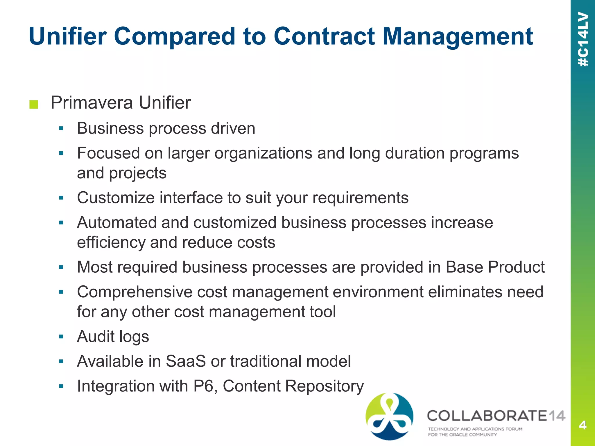 Pcm to unifier migration considerations - Oracle Primavera P6 Collaborate 14 | PDF