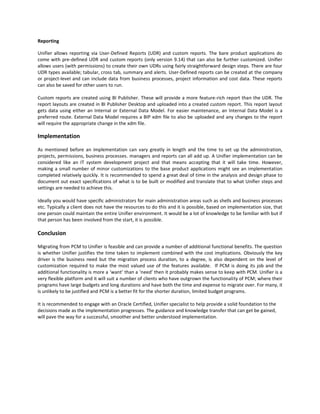PCM to unifier migration considerations - Oracle Primavera P6 ...