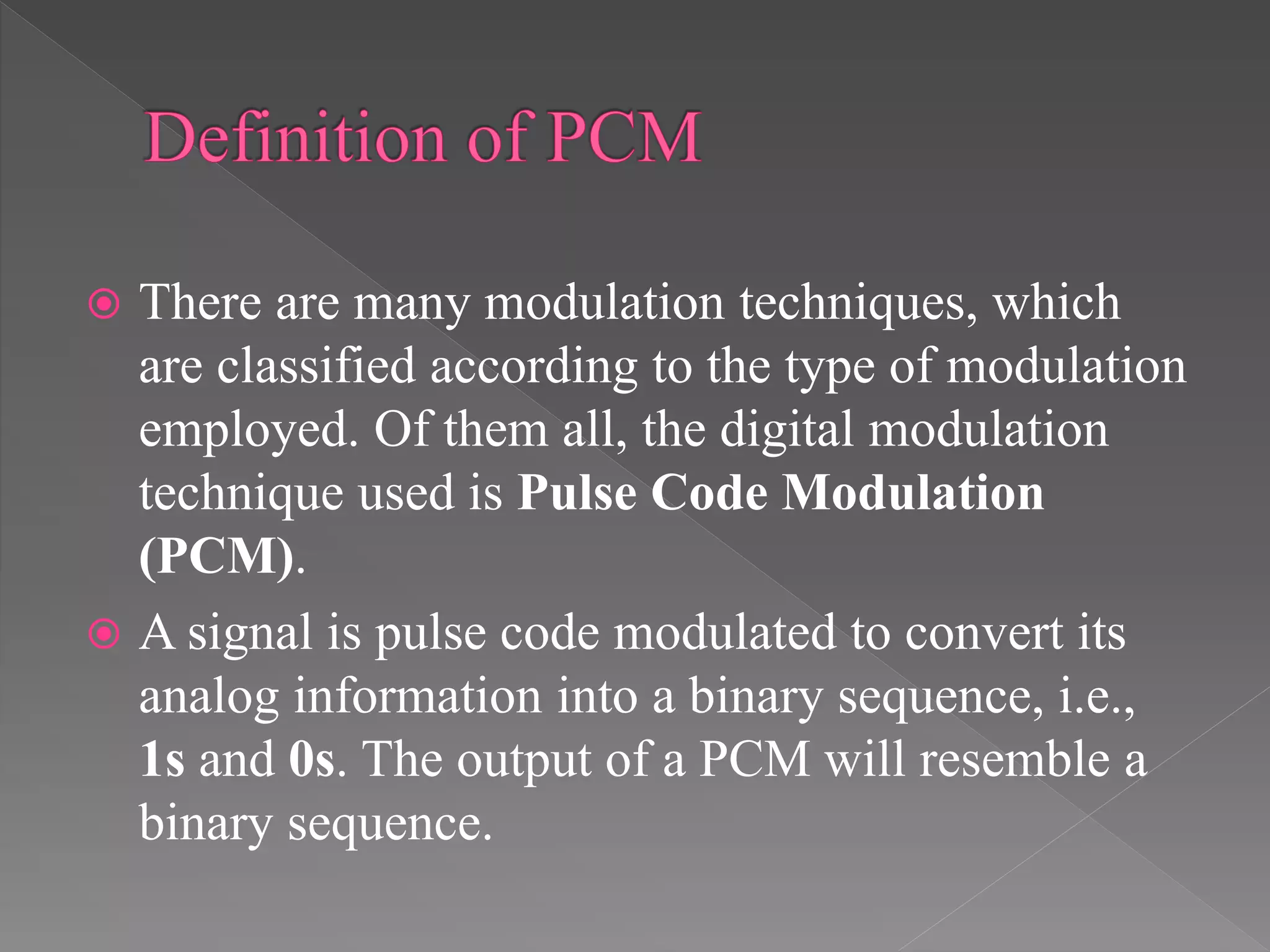 Pcm transmitter and receiver | PPTX