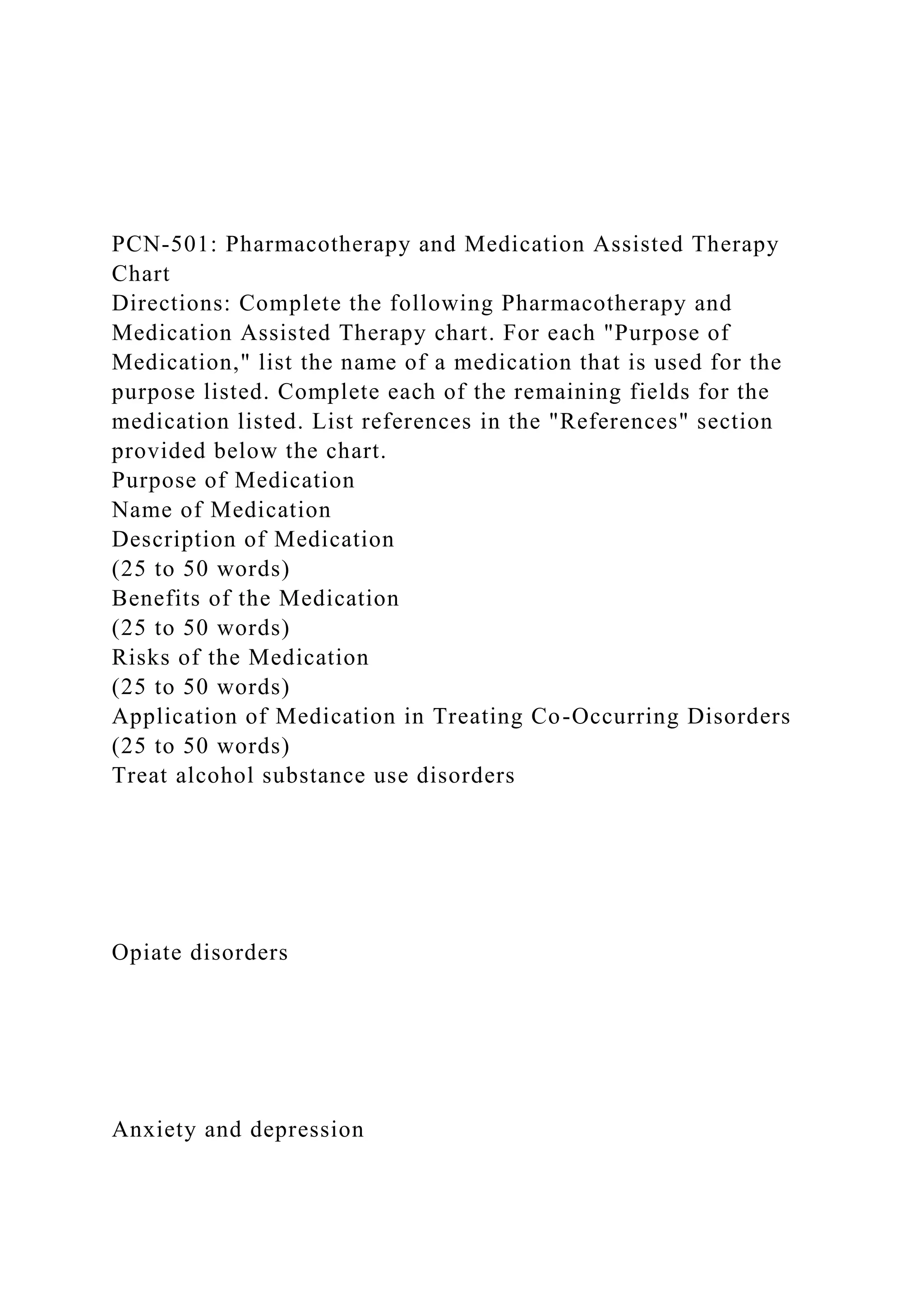 PCN-501 Pharmacotherapy and Medication Assisted Therapy Chart.docx