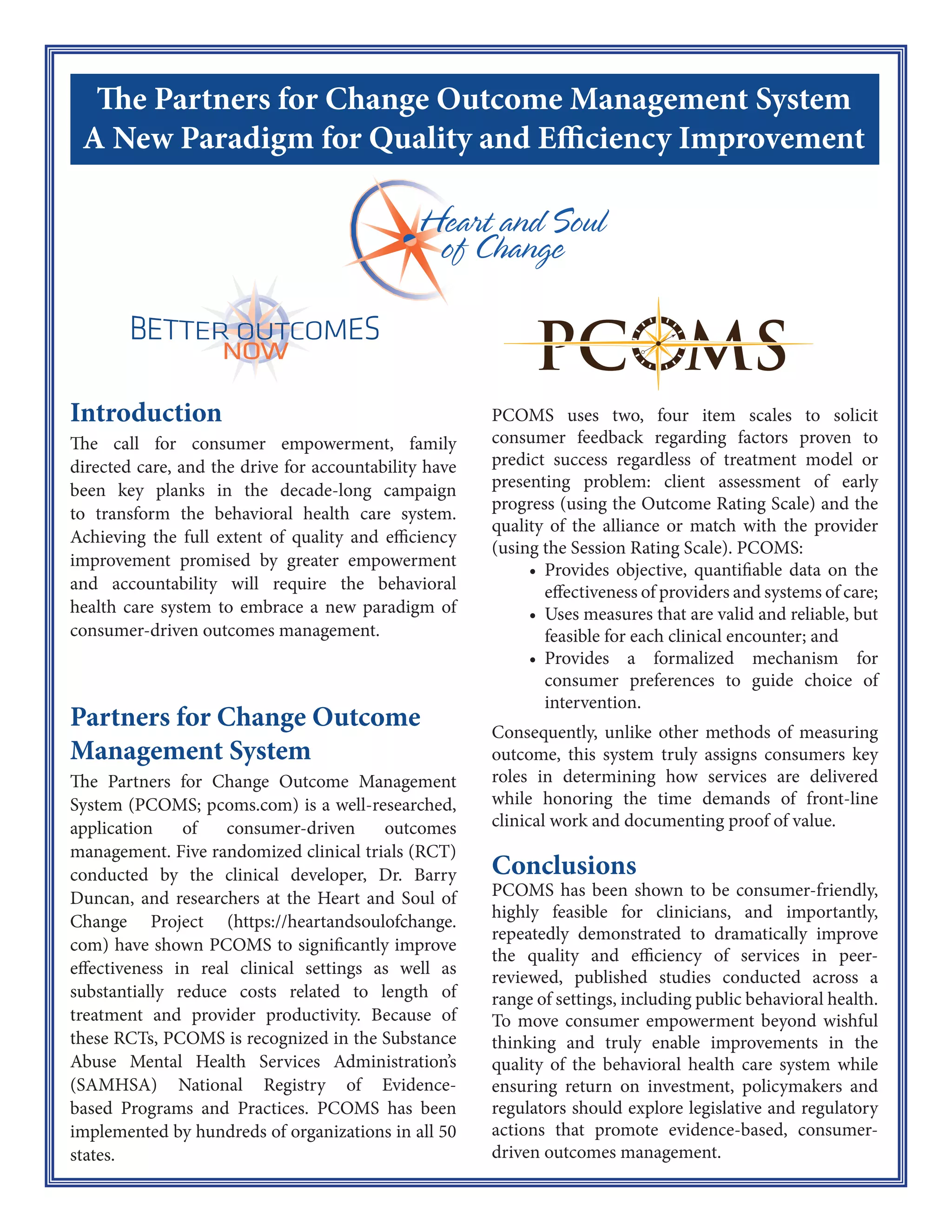 PCOMS at a Glance | PDF