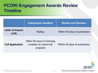 Launching the Eugene Washington PCORI Engagement Awards Program | PDF
