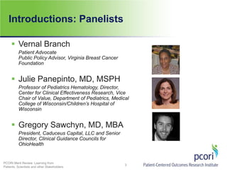 PCORI Merit Review: Learning from Patients, Scientists and other ...