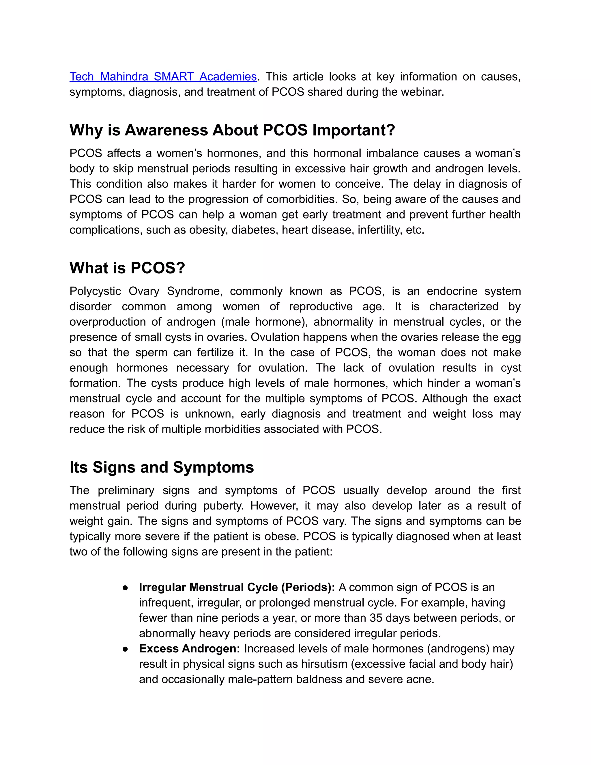 PCOS- It’s Awareness and Prevention | PDF