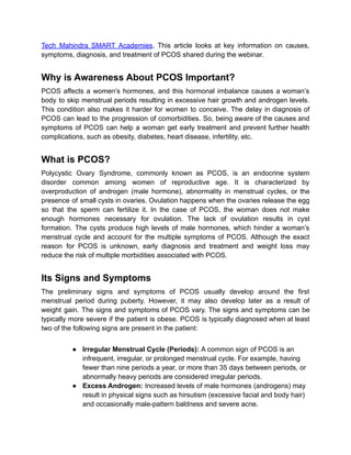 PCOS- It’s Awareness and Prevention | PDF