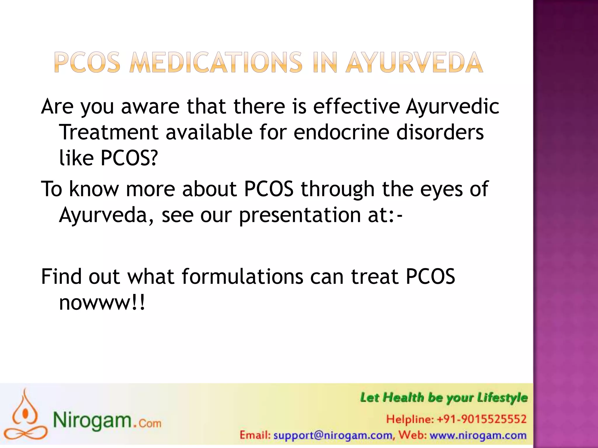 PCOS Medications in Ayurveda | PPT
