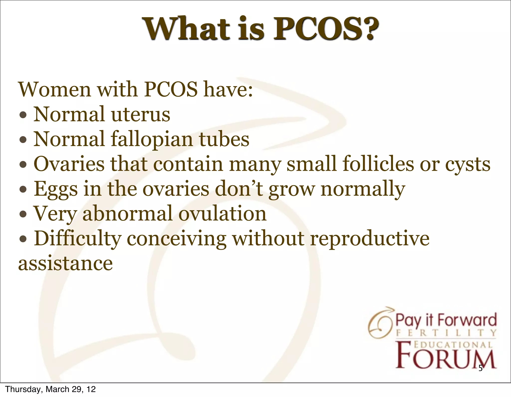 Polycystic Ovary Syndome (PCOS) and Fertility | PDF