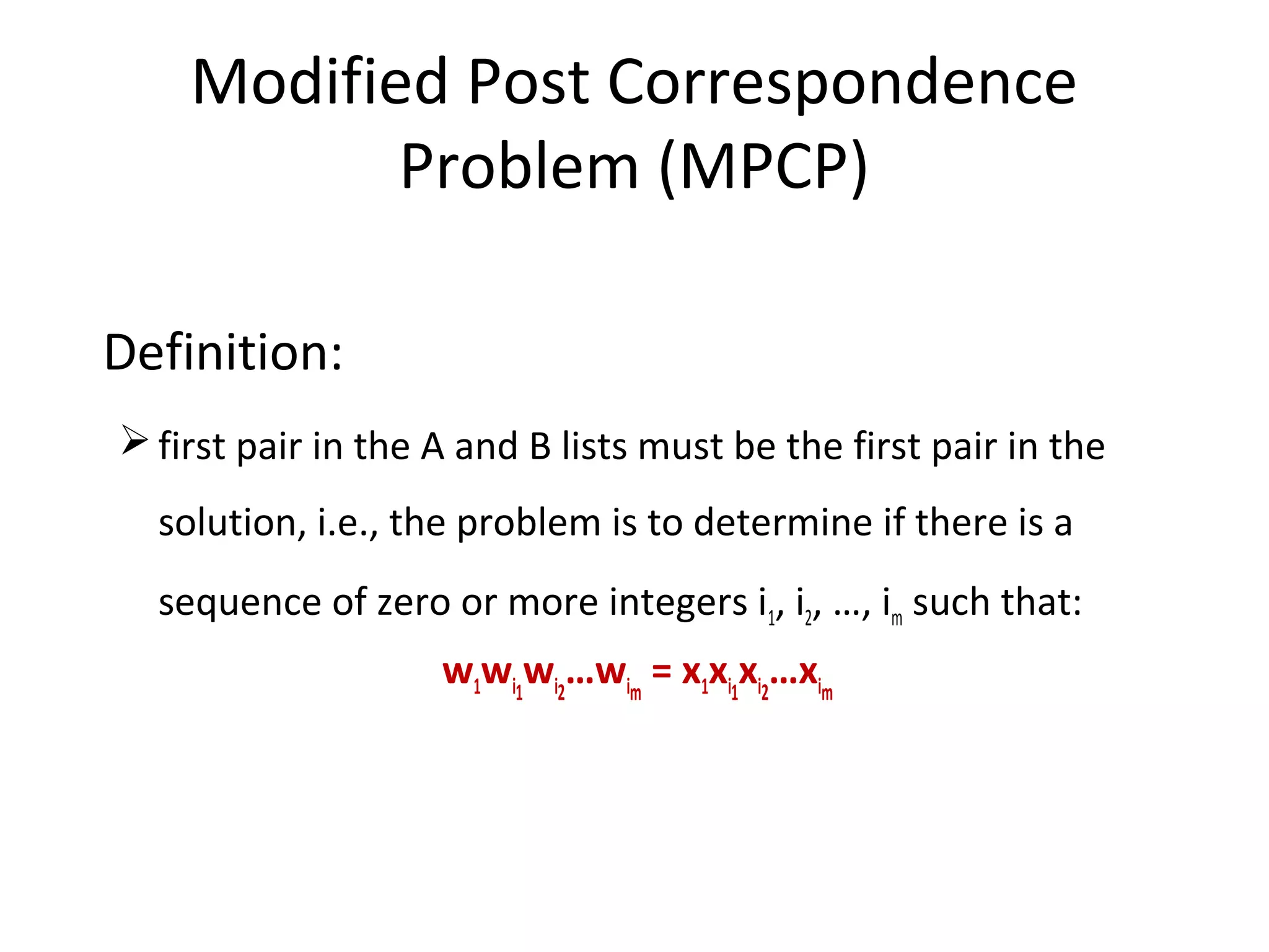 POST’s CORRESPONDENCE PROBLEM | PPT