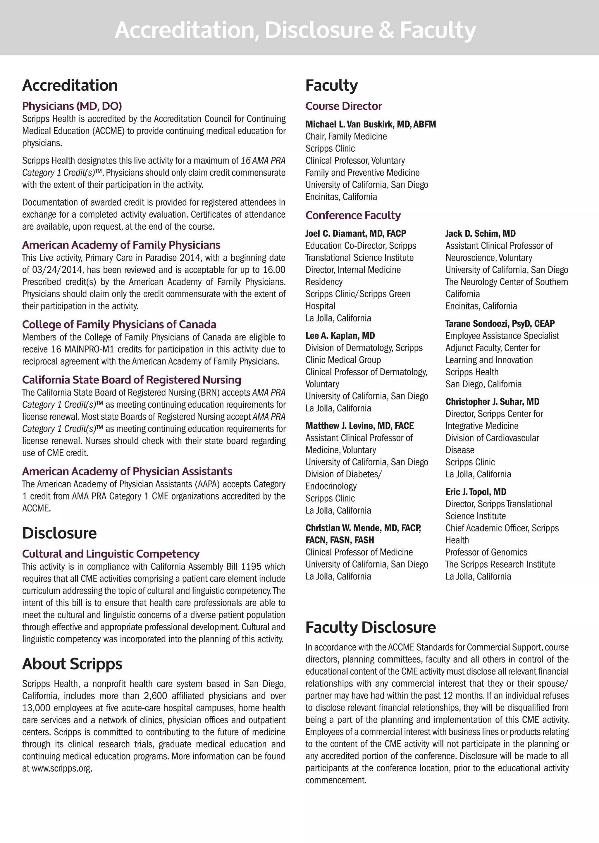 Scripps 19th Annual Primary Care in Paradise 2014 Brochure | PDF