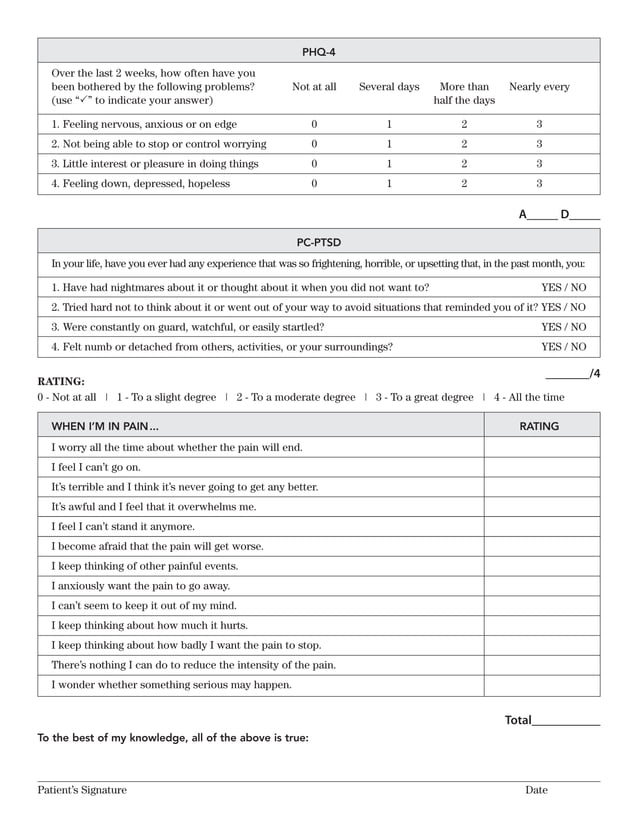 PCP Pain Screening Tool | PDF